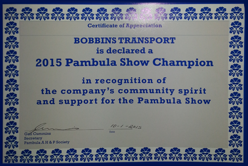 Pambula Show | Bobbin Transport Pty Ltd